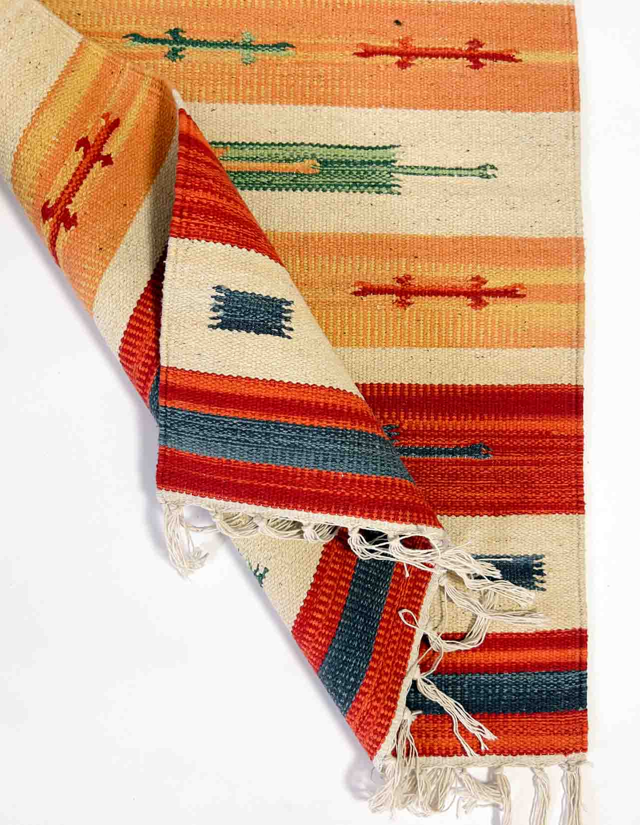 Original Hand Woven Dhurrie Indian Rug Mat Modern | Endemigo.com