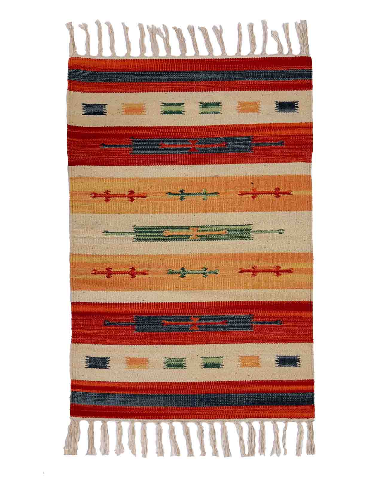 Original Hand Woven Dhurrie Indian Rug Mat Modern | Endemigo.com